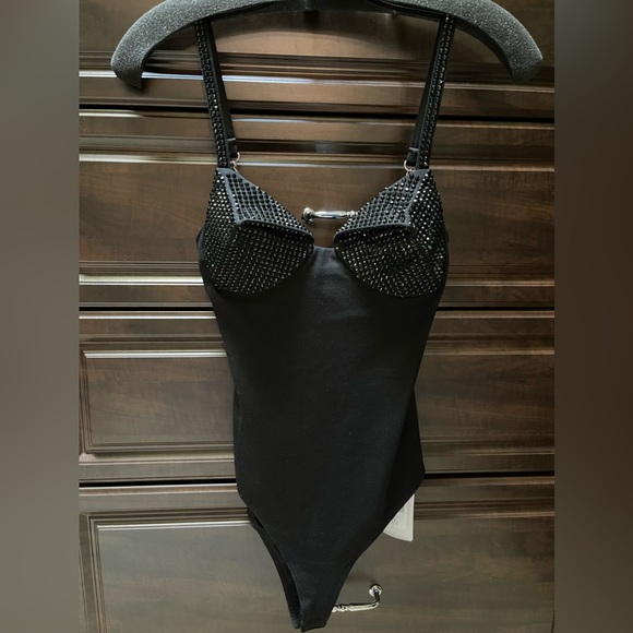 AREA | Tops | Area Crystal Embellished Bodysuit Size Xs | Poshmark